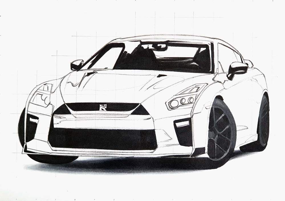 How to Draw a Nissan GTR R35 - Easy-to-Follow Tutorial